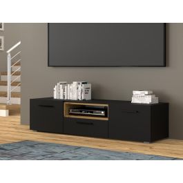 Tv-meubel ANITA 3 deuren 1 vak zwart/artisan eik