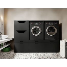 Kast WASHING 2 machines naast elkaar met kast voor wasgoed MEDIUM zwart ...