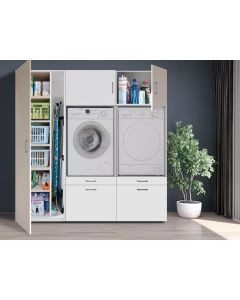 Kast WASHING 2 machines naast elkaar met kast 1 deur 2 lades LARGE