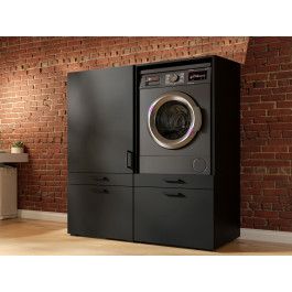 Kast WASHING 1 machine met kast 1 deur 2 lades MEDIUM zwart - Mobistoxx