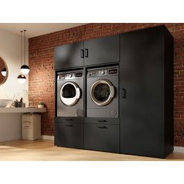 Kast WASHING 2 machines naast elkaar met kast 1 deur LARGE zwart ...
