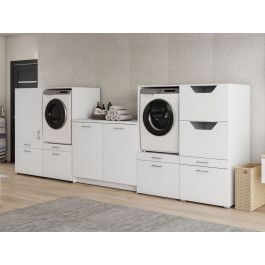 Kast WASHING 2 machines met kast 1 deur 2 lades en kast voor wasgoed en ...